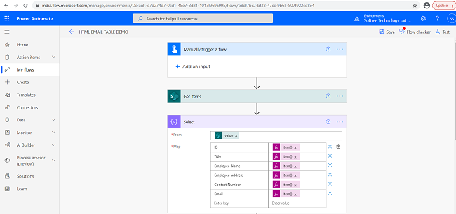 CREATE A STYLE HTML TABLE IN AN EMAIL USING POWER AUTOMATE: - Softree ...