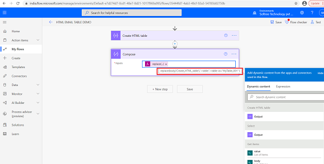 CREATE A STYLE HTML TABLE IN AN EMAIL USING POWER AUTOMATE: - Softree ...
